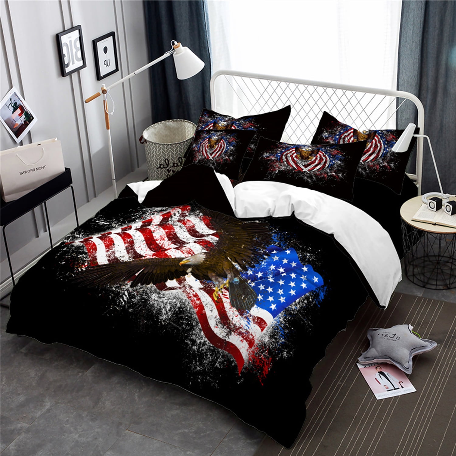 3Pcs American Flag Bedding Set Full Size Holiday American Flay Duvet ...