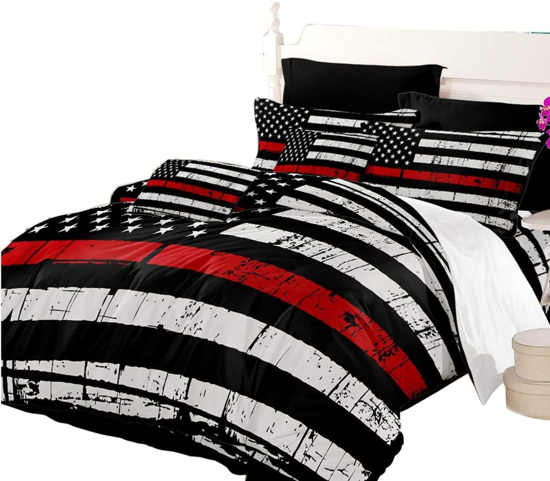 3Pcs American Flag Bedding Set Queen Size Holiday American Flay Duvet ...