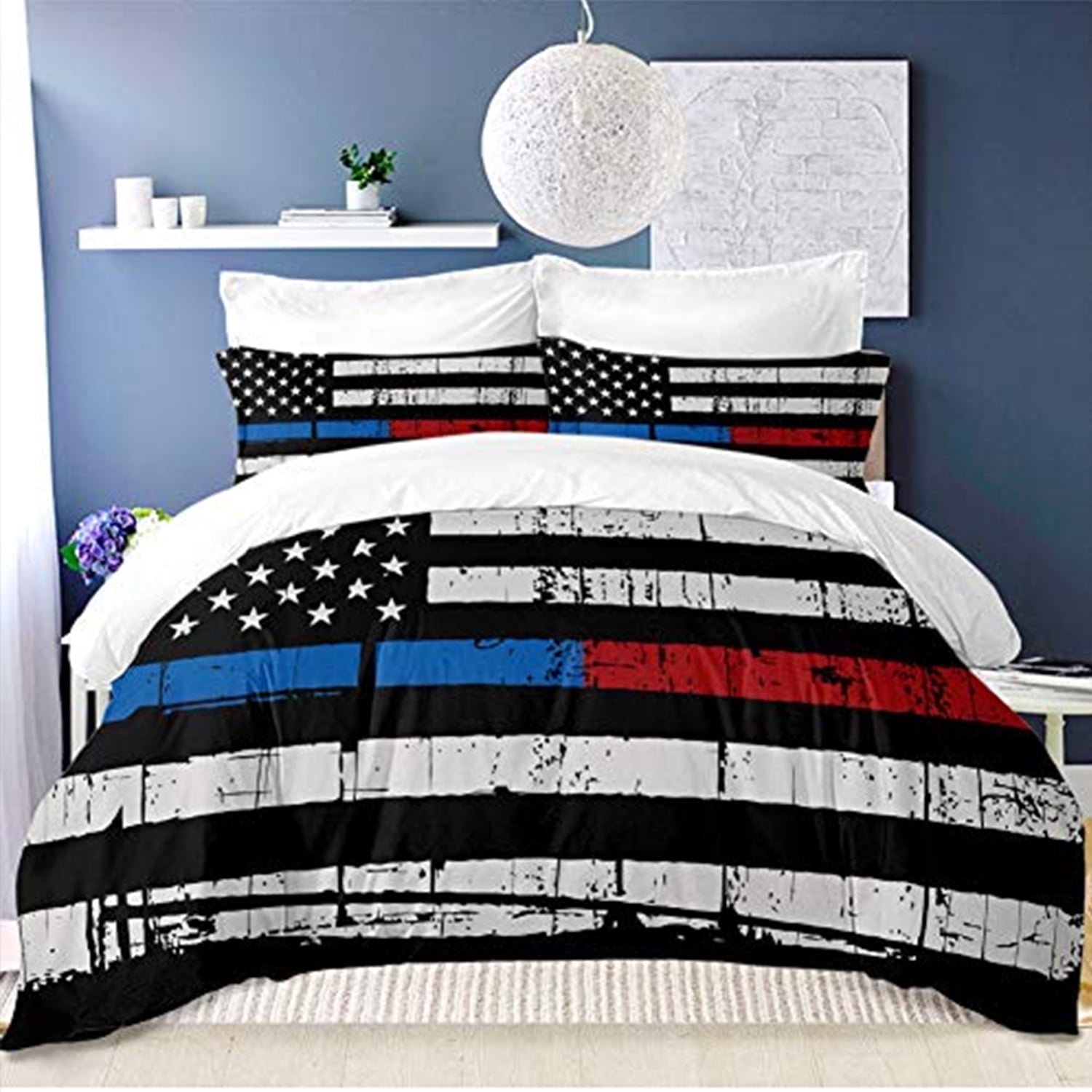 3Pcs American Flag Bedding Set Queen Size Holiday American Flag Duvet ...