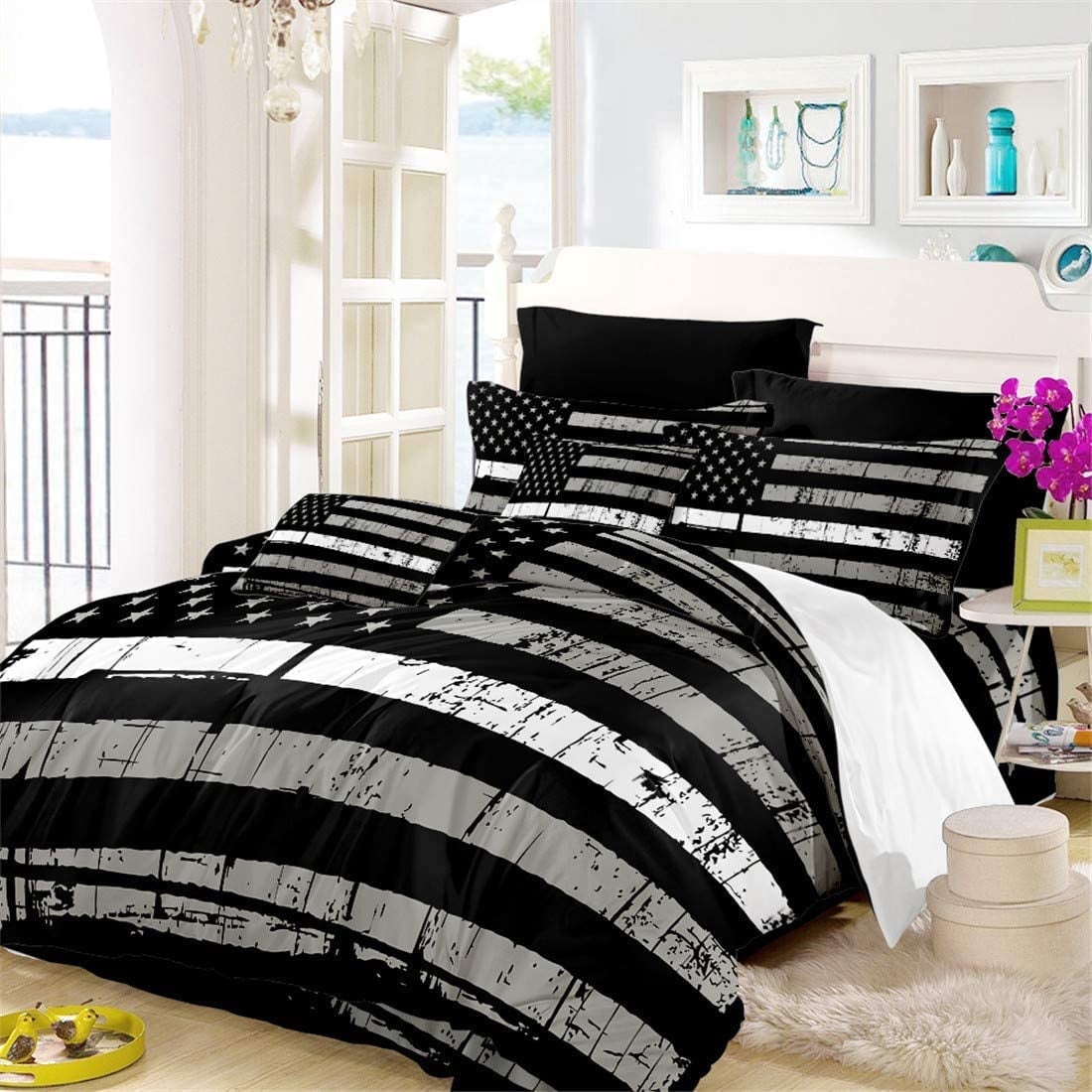 3Pcs American Flag Bedding Set Queen Size Holiday American Flay Duvet ...