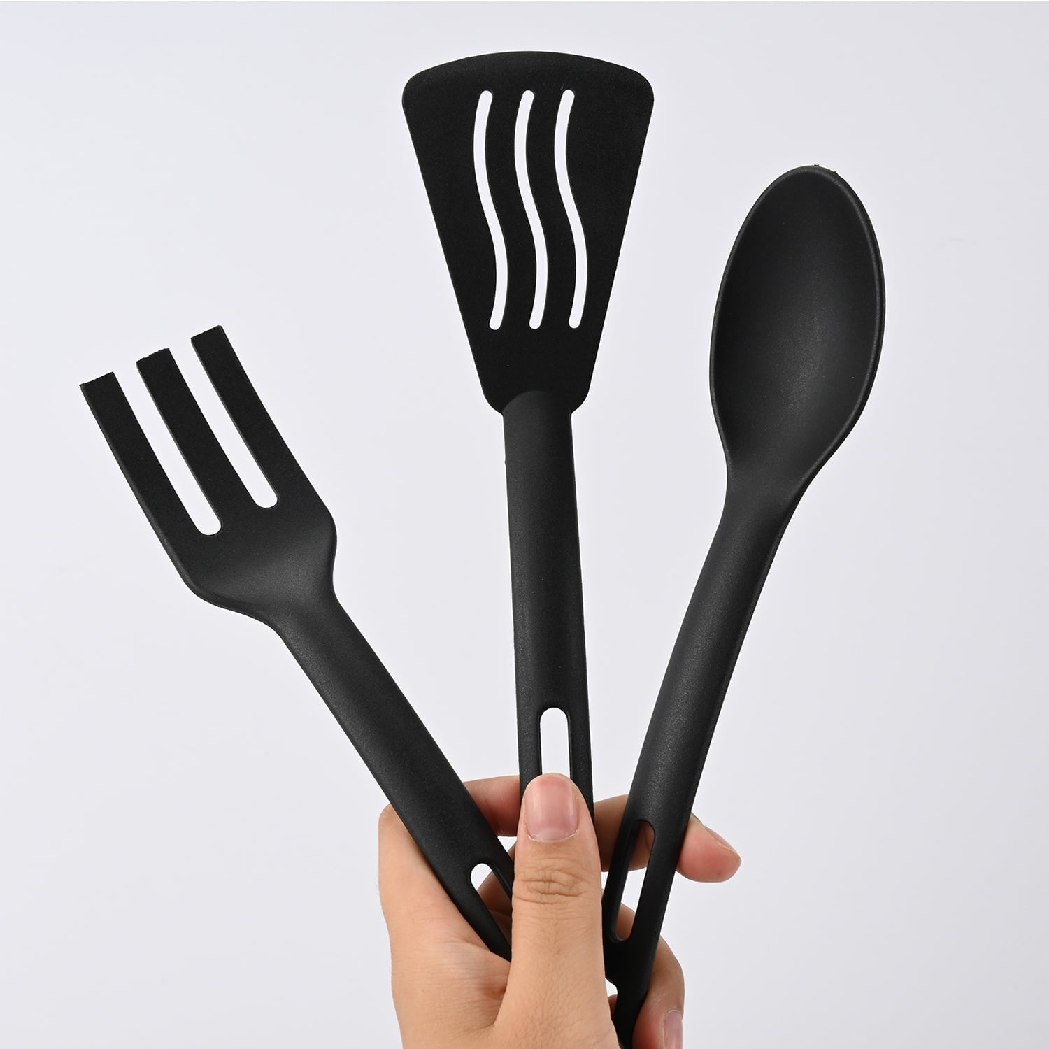 3Pcs Anti-Scratch Nylon Kitchen Utensils Set, Slotted Spatula, Cooking Spoons & Slotted Spoon ...
