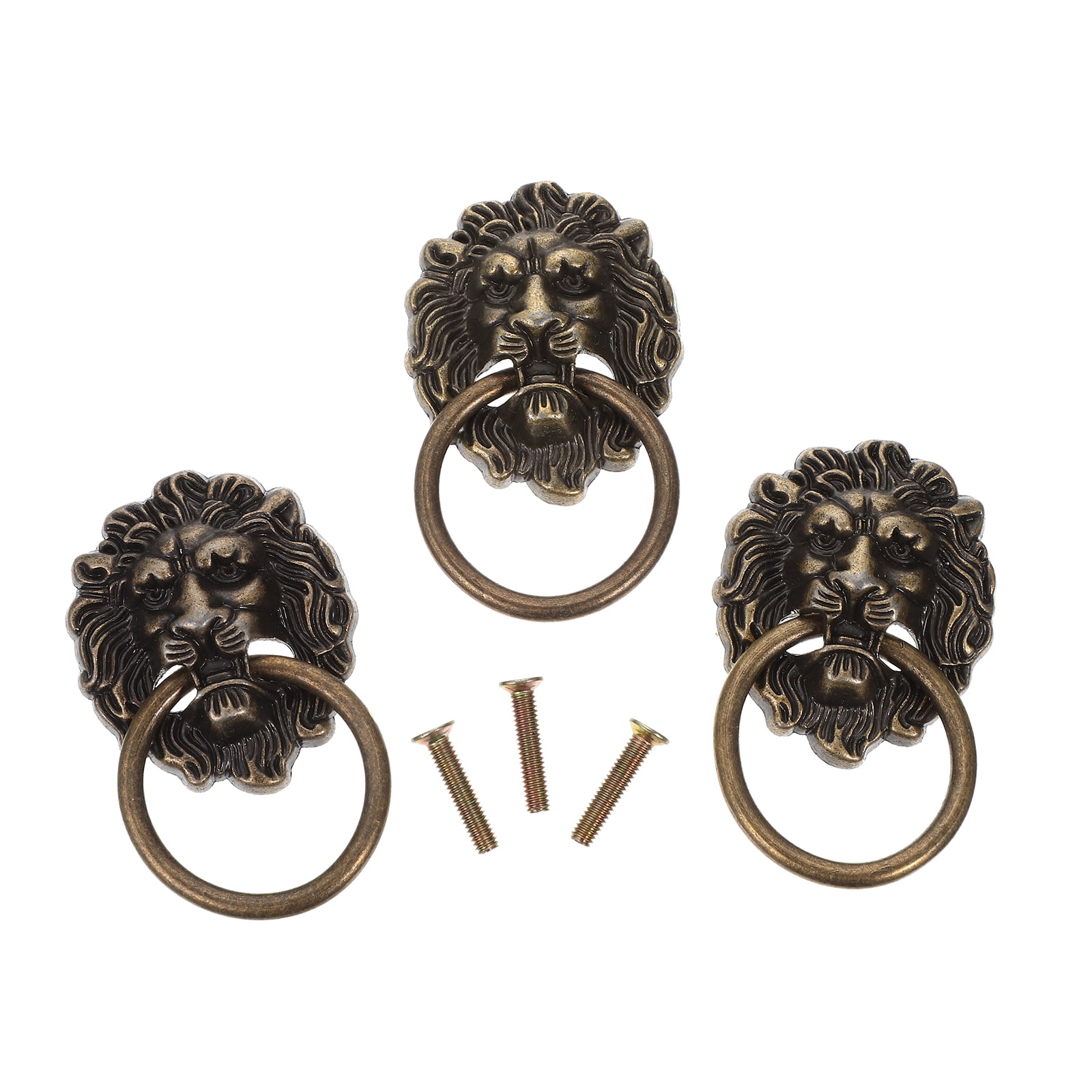 3Pcs Antique Lion Head Drawer Handles Wardrobe Decorative Handles ...