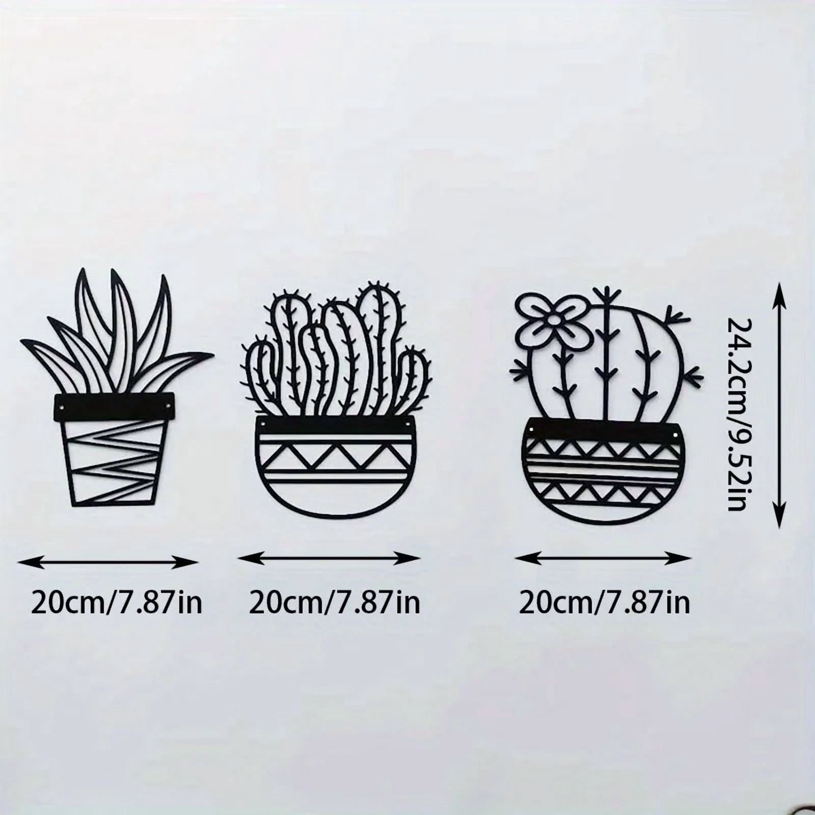 3Pcs Art Natural Themed Metal Wall Decors, Cactus Metal Wall, Plant ...