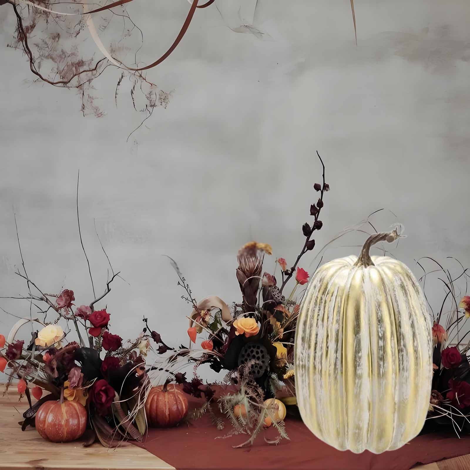 3Pcs Artificial Fake Orange Pumpkin Decoration Faux Vegetable Lifelike ...