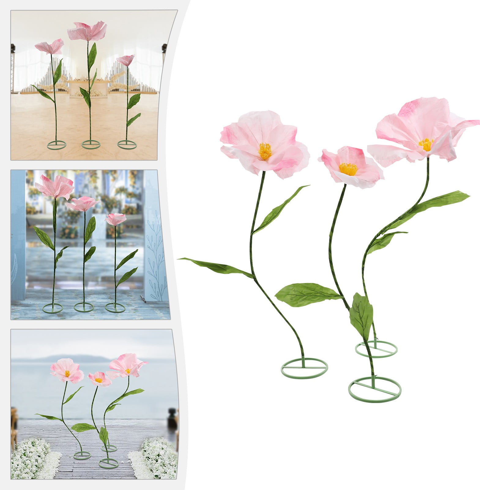 3Pcs Artificial Flowers Giant Artificial Flower Decor for Wedding ...