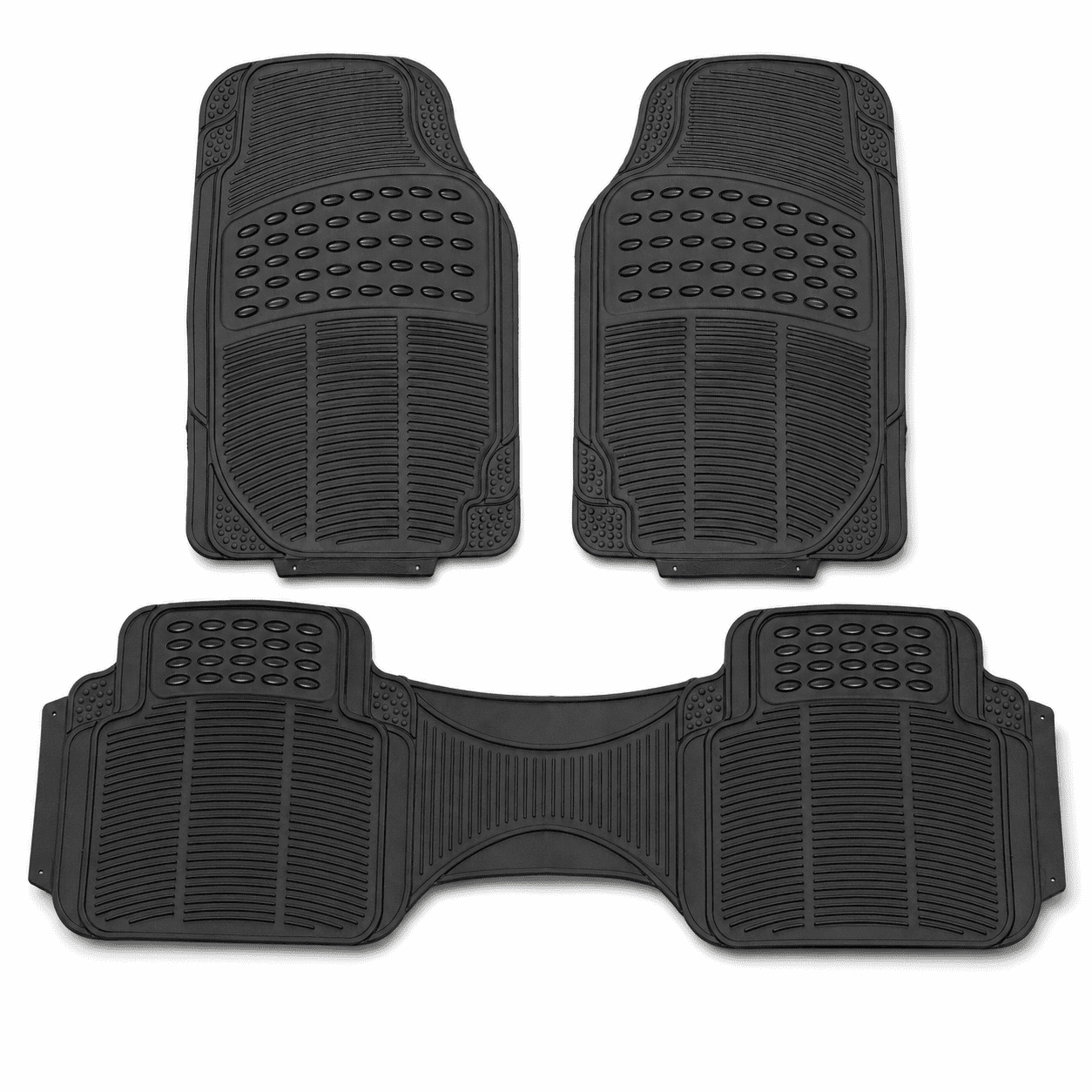 3-Pack Car Floor Mats Set for Front and Rear – Heavy Duty PVC Rubber ...
