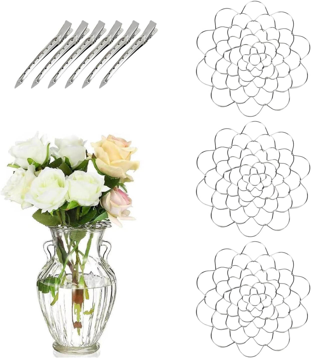 3Pcs Auxiliaryn Stainless Steel Floral Grid Organizer - Reusable Plant ...