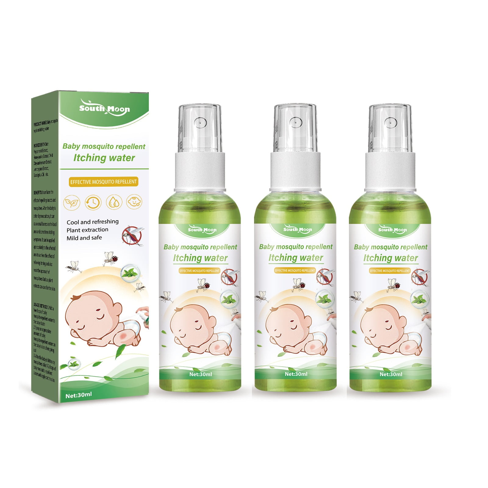 3Pcs Baby Insect Repellent Spray Plant-Based Natural Bug Repellent Itch ...
