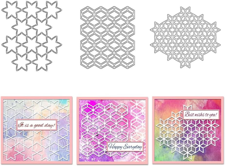3Pcs Backgrounds Frame Metal Cutting Dies Hexagonal Geometric Flower ...