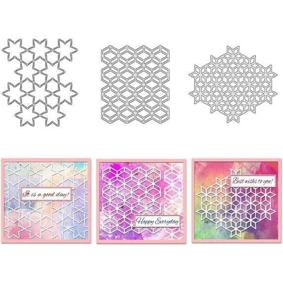 3Pcs Backgrounds Frame Metal Cutting Dies Hexagonal Geometric Flower ...