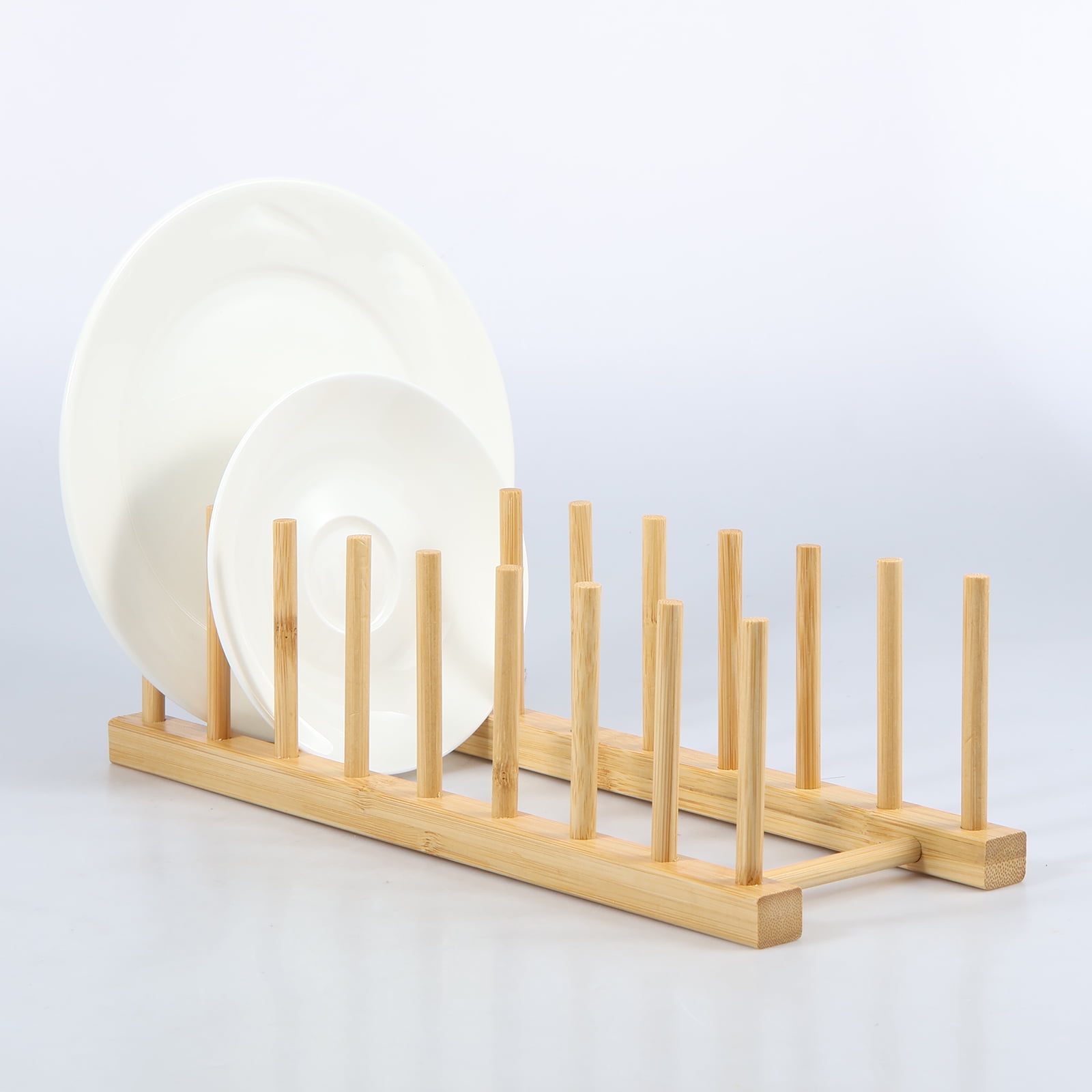 3Pcs Bamboo Dish Drying Rack Bamboo Wooden Plate Racks Dish Stand ...