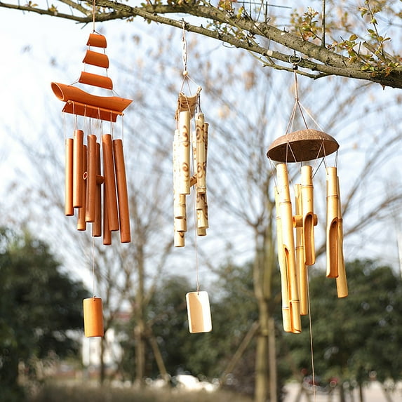 3Pcs Bamboo wind chime under $5! Kadlawus Natural Bamboo and Coconut ...