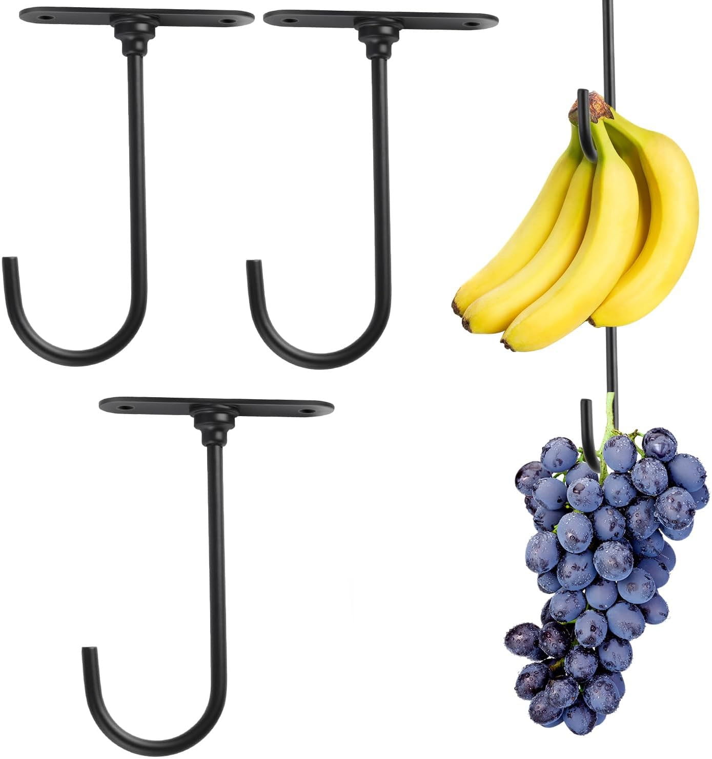 3Pcs Banana Holder, Banana Hook, Under Cabinet Metal Banana Holder ...