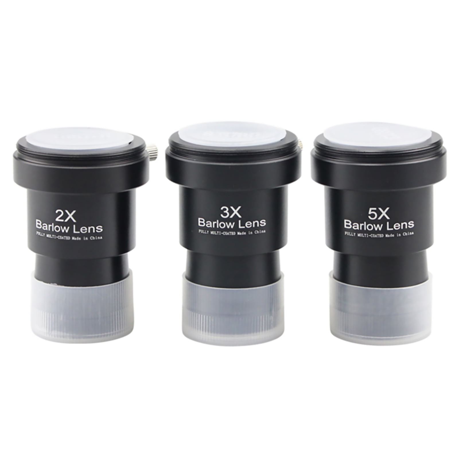 3Pcs Barlow Lens Set 2X, 3X, 5X, Black, Optical Glass, Green Coated, 1. ...