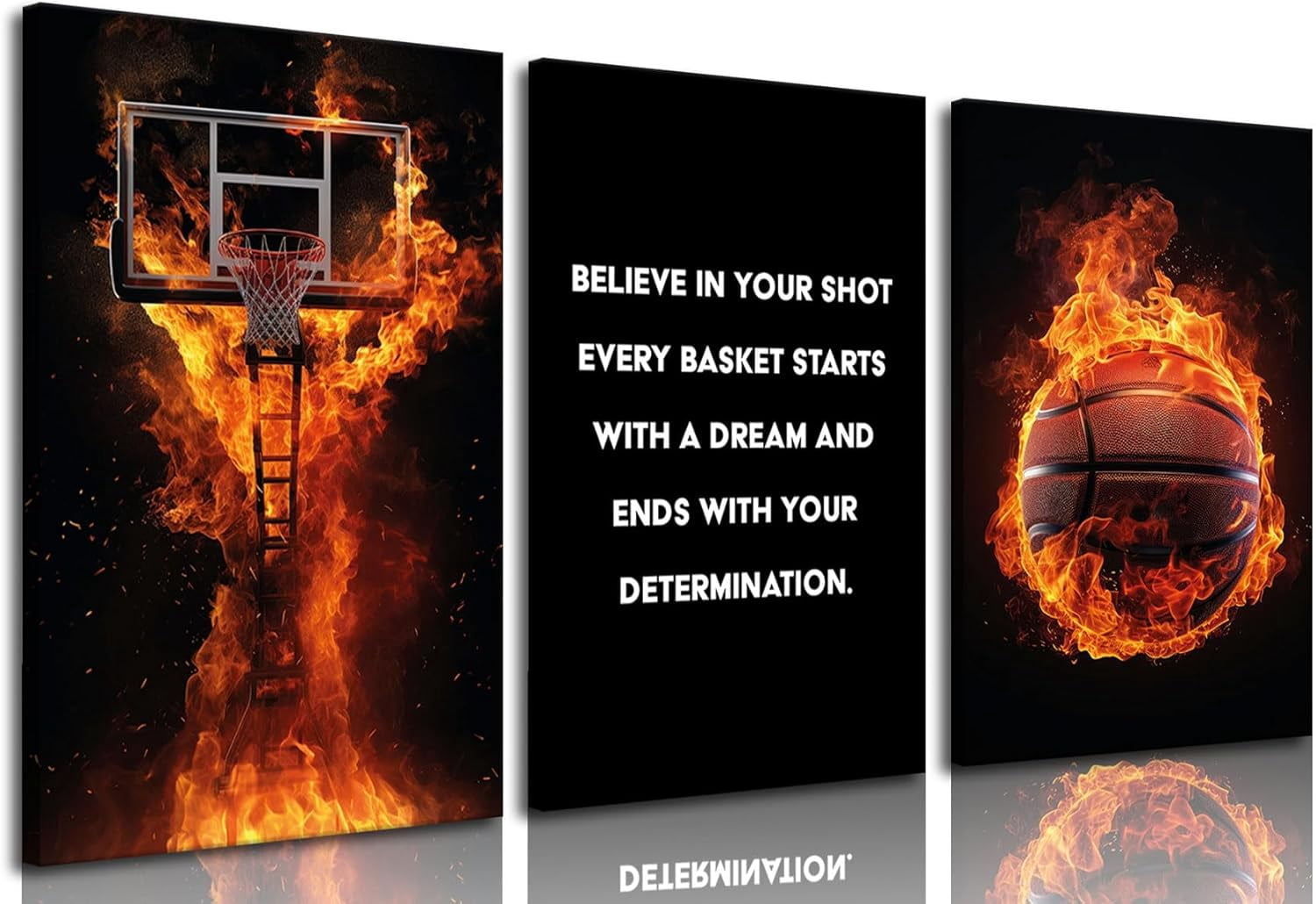 3Pcs Basketball Canvas Wall Art Inspirational Sport Theme Painting ...