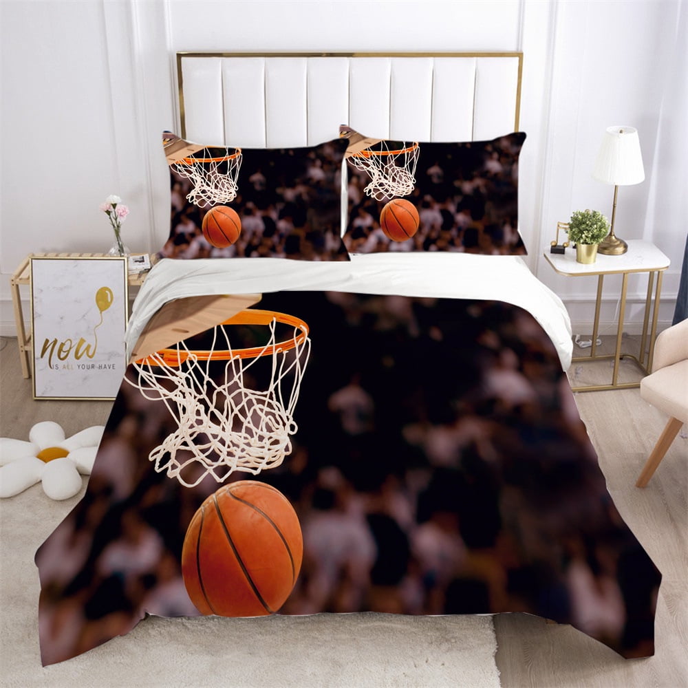 3Pcs Basketball Duvet Cover Queen for Boys Girls Kids Basketball Court Bedding Set Sport Game ...