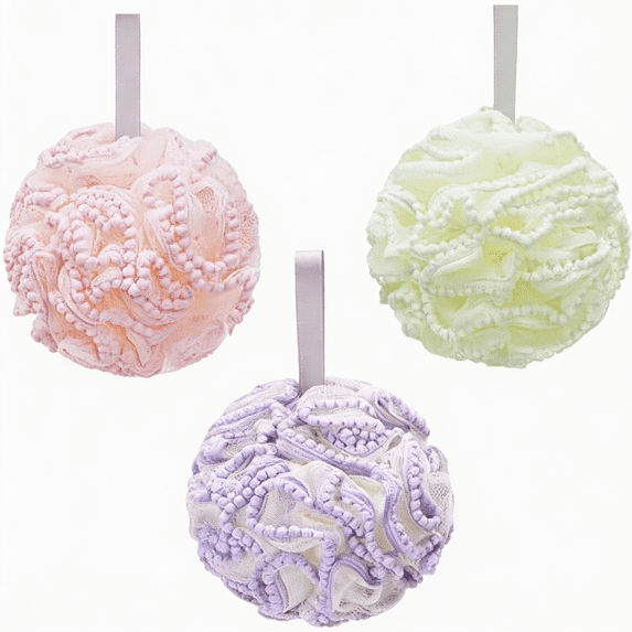 3Pcs Bath Charcoal Loofah Sponge Wash Back Scrubber Bathroom Men ...