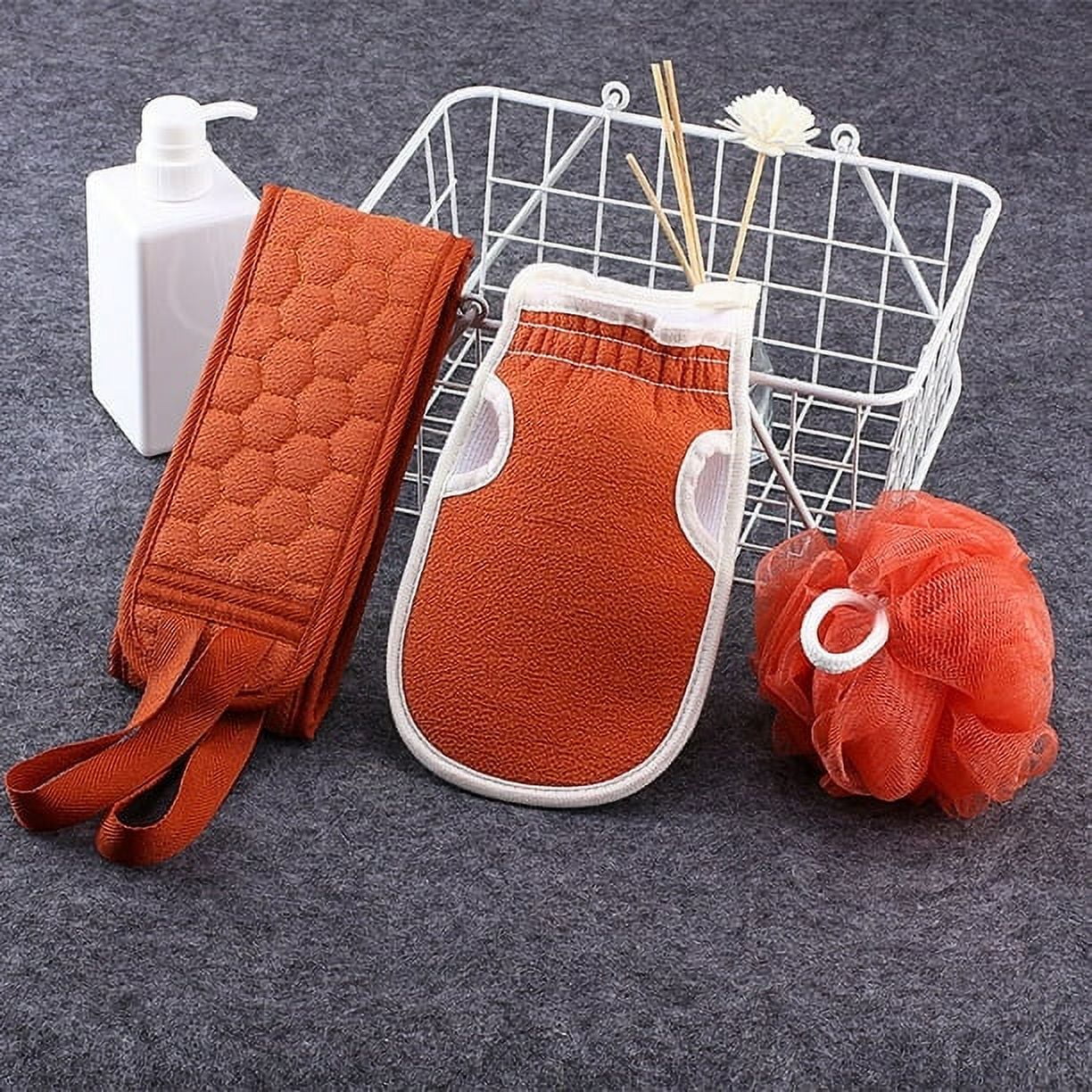 3Pcs Bathroom Bathing Exfoliating Set Bath Shower Scrubber Bath Glove ...