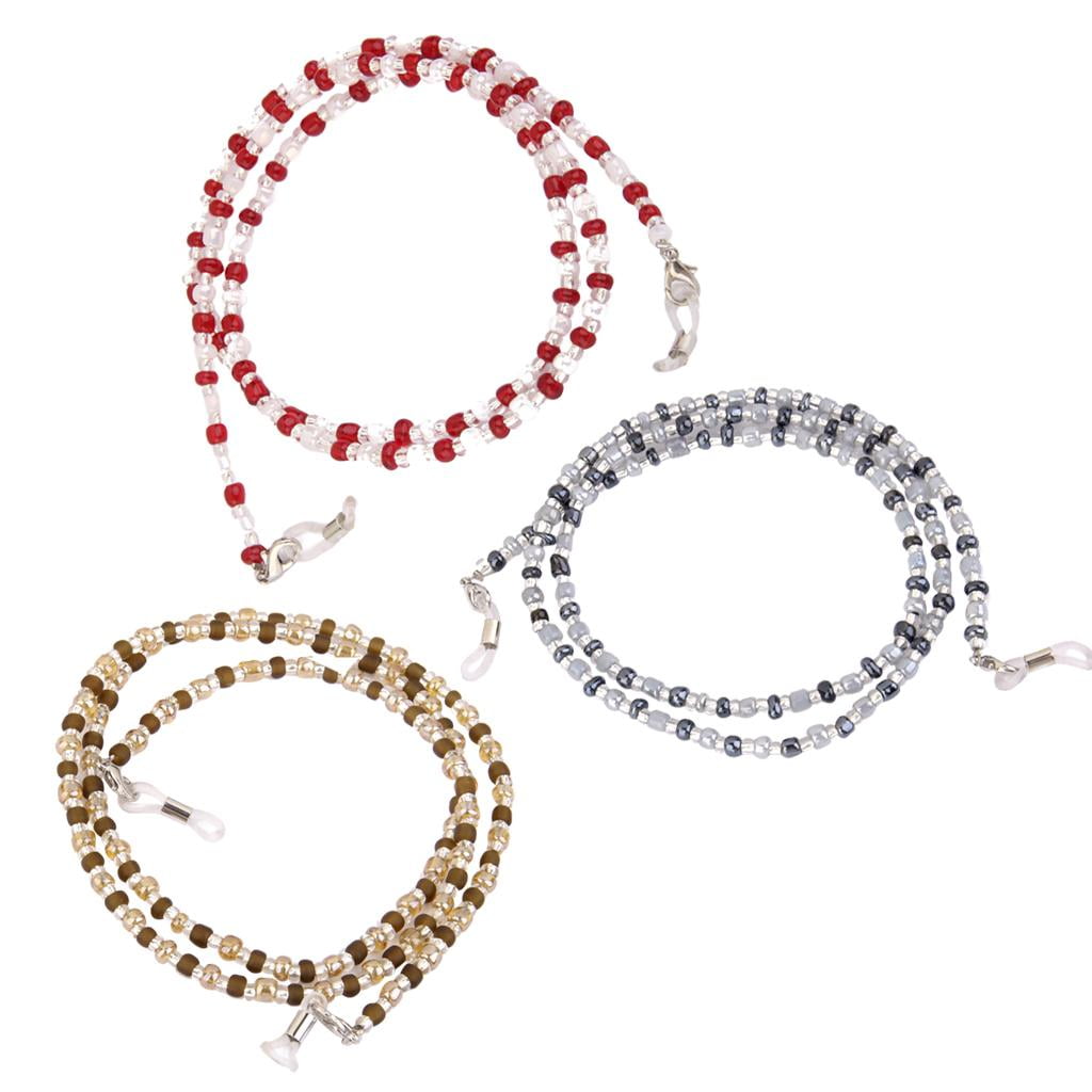 3Pcs Beaded Eyeglass Chains for Women & Girls, Sunglass Holder Strap ...
