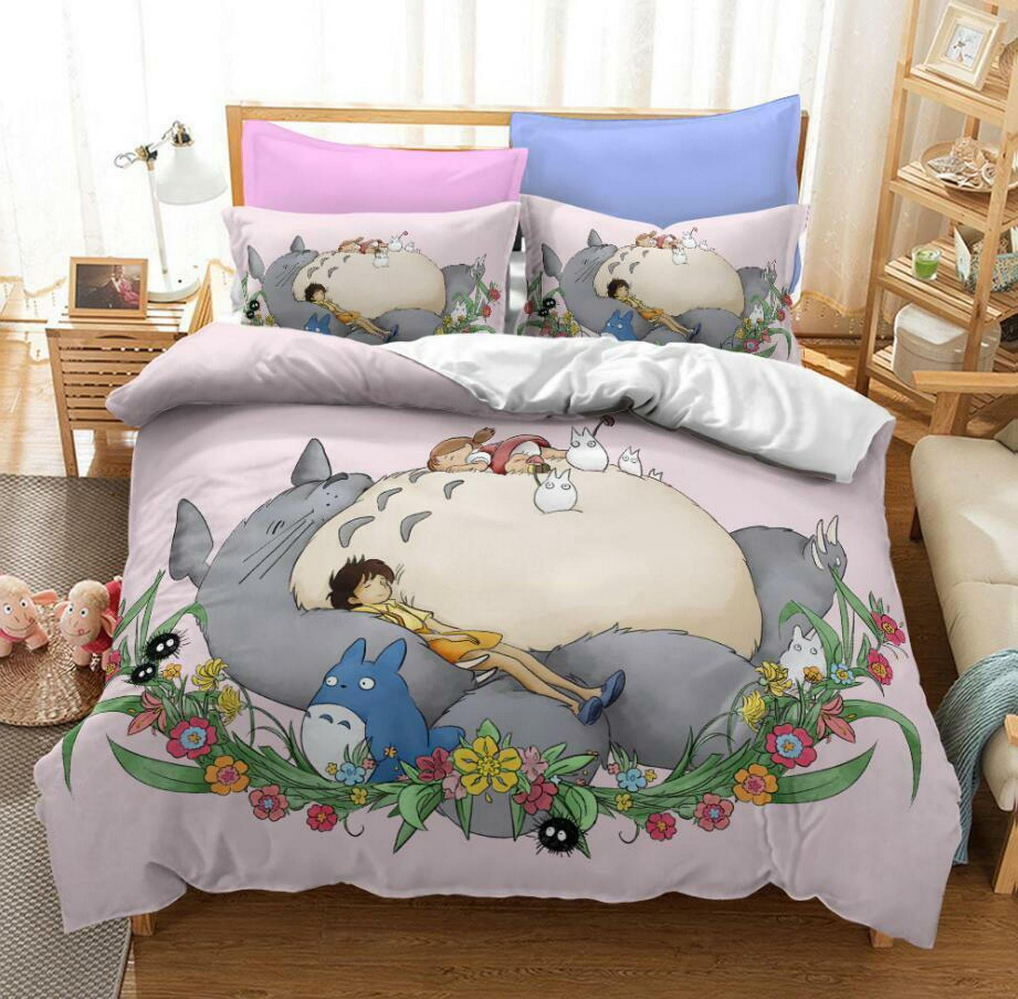 3Pcs Bedding Set Cartoons Quilt Duvet Cover Single Double King ...