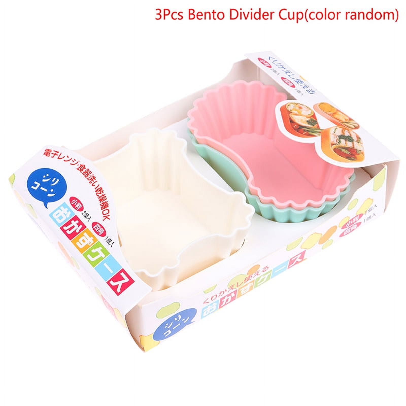3Pcs Bento Divider Cup Liner Lunch Box Soft Food Silicone Easy Clean ...