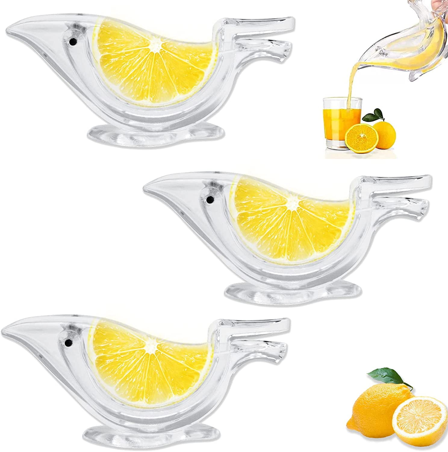 3Pcs Bird Lemon Squeezer Hand Juicer Acrylic Glass Lemon Slice Squeezer ...