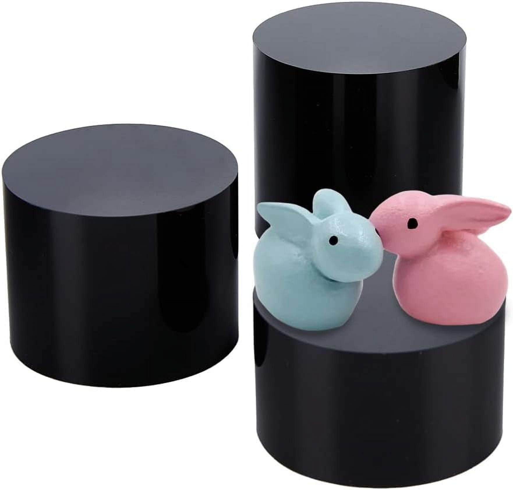 3Pcs Black Acrylic Round Display Risers Column Display Stand Jewelry ...