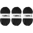3Pcs Black Acrylic Yarn 400 Yard 4 Ply Soft Crochet Yarns Sport Weight ...
