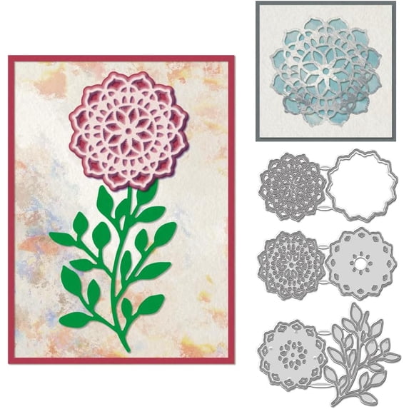 3Pcs Blooming Flower Pattern Cutting Dies Multi-Layer Floral Cutting ...