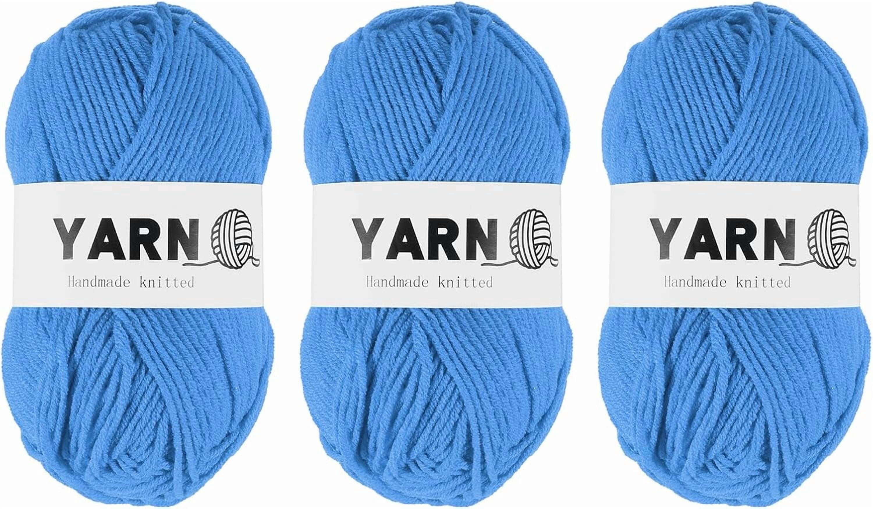 3Pcs Blue Acrylic Yarn 400 Yard 4 Ply Soft Crochet Yarns Sport Weight ...