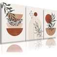 3Pcs Boho Mid Century Wall Art, Abstract Geometric Framed Canvas Prints ...