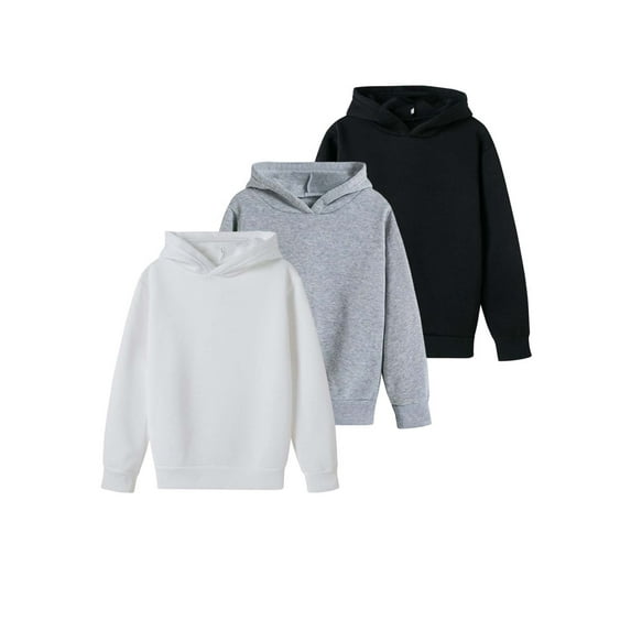 3Pcs Boys Girls Casual Soft Brushed Fleece Sweatshirt Hoodies Kids ...