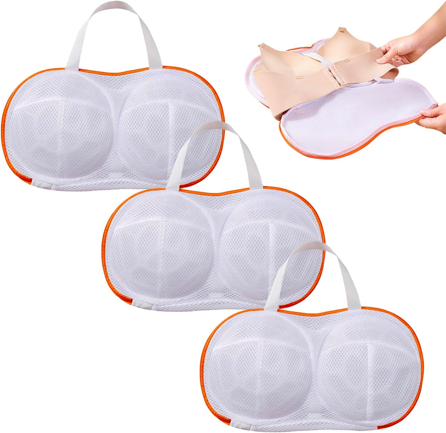 3Pcs Bra Washing Bag for Laundry, Upgraded Large 3D Bracket Mesh Bra ...