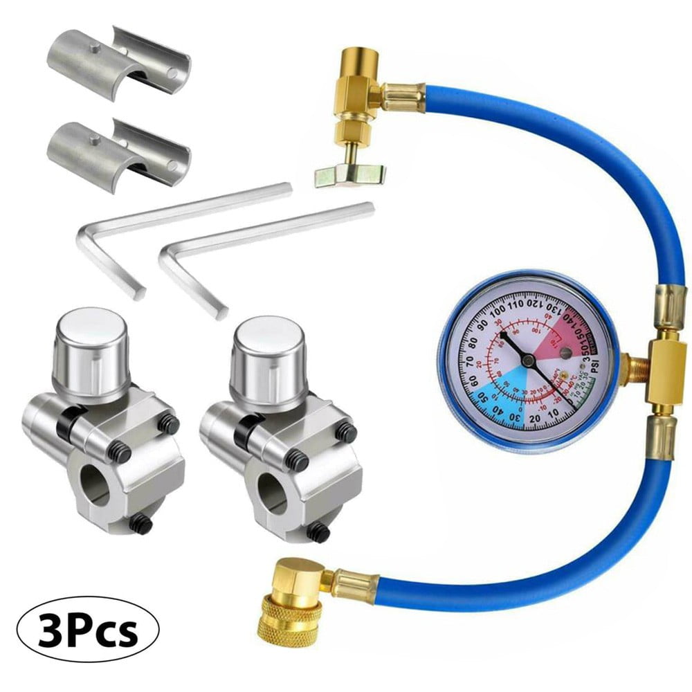 3Pcs Bullet Piercing Tap Valve Kit U-type Charging Hose Refrigerant Can ...