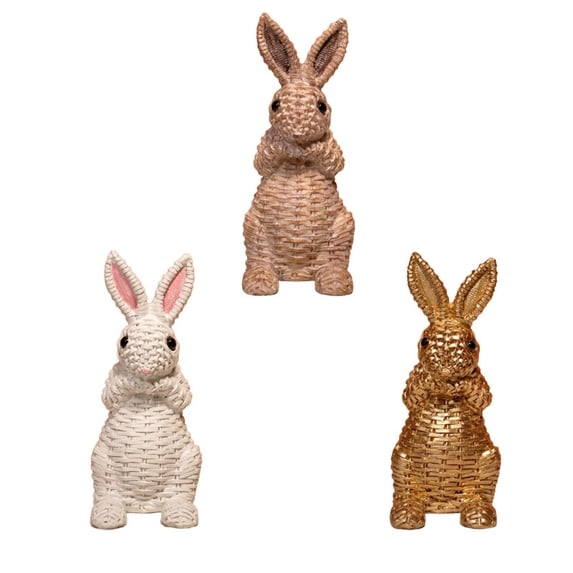 3Pcs Bunny Figurine, Yannianjz Woven Texture Resin Bunny Figurine ...