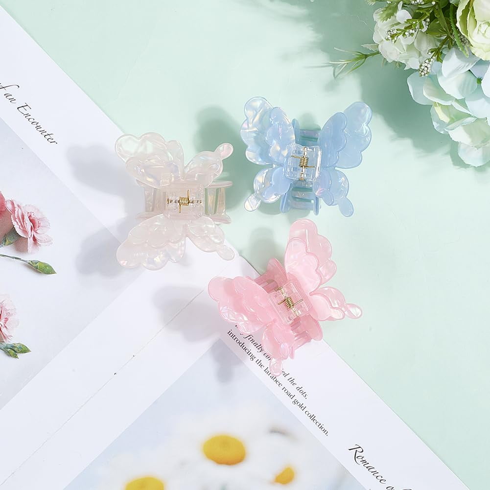 3Pcs Butterfly Acrylic Claw Hair Clips Hair Accessories for Women Mixed ...