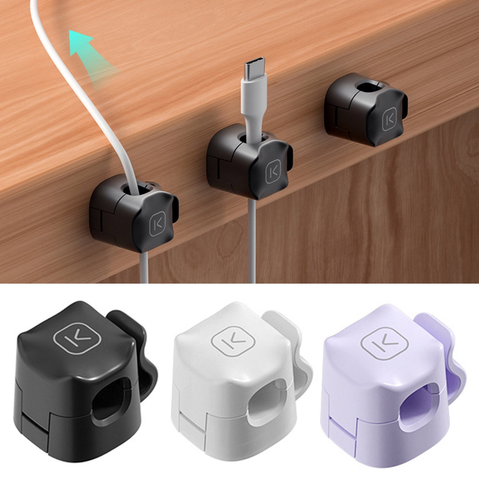 3Pcs Cable Clips for Desktop Self-Adhesive Adjustable Cord Holder ...