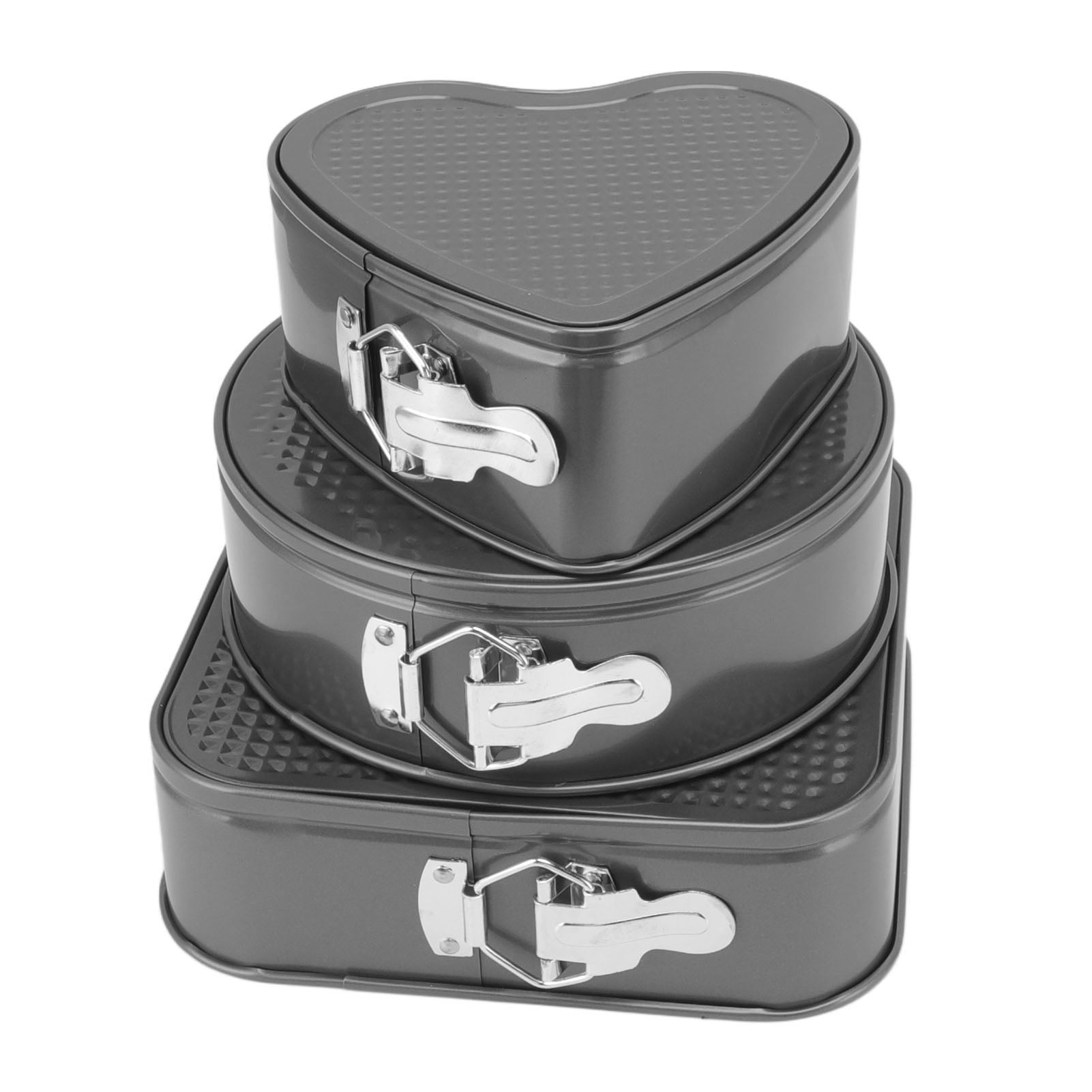 3Pcs Cake Pan Set Carbon Steel Round Heart Square Shape Easy Release ...