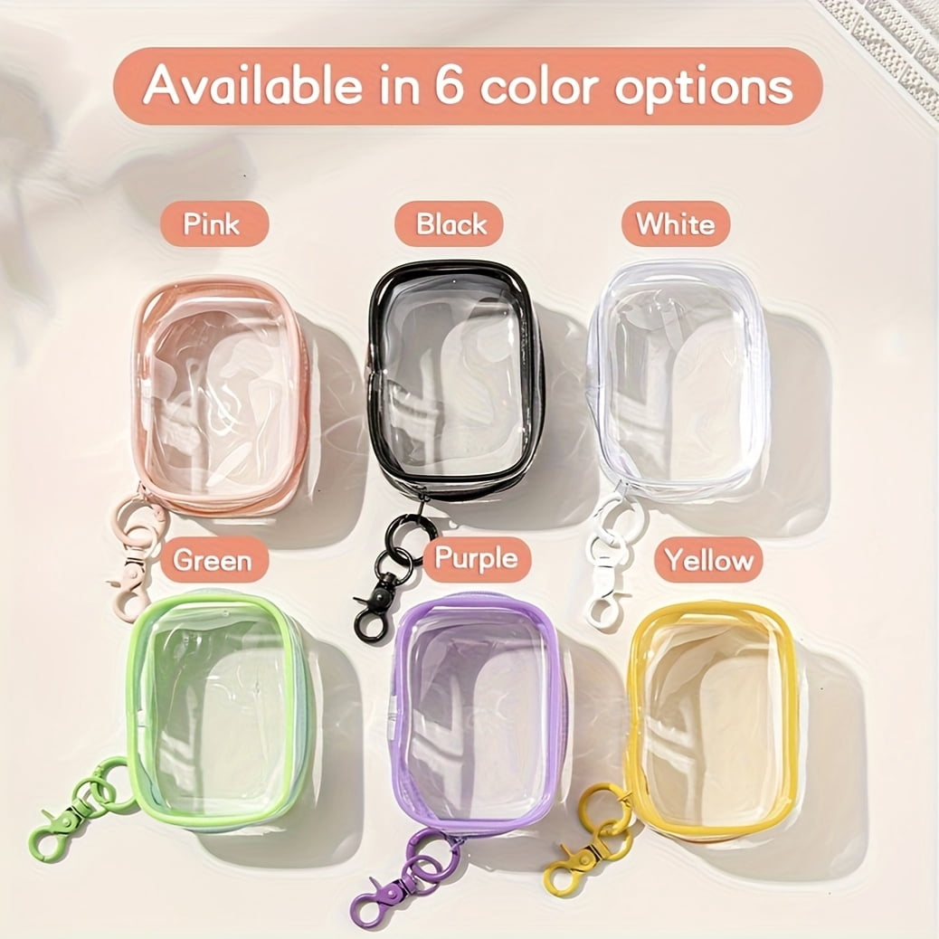 3Pcs Candy-Colored PVC Zipper Pouch with Keychain Ring – Transparent ...