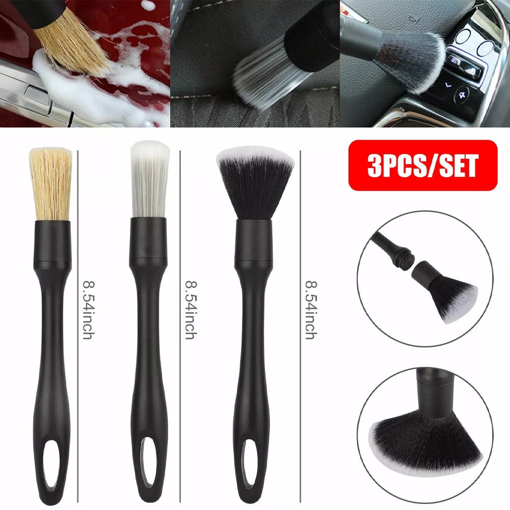 3Pcs Car Detail Brush Wash Auto Detailing Cleaning Kit Engine Wheel ...