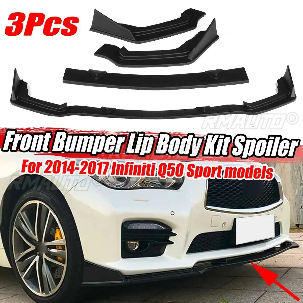 3Pcs Car Front Bumper Lip Spoiler Bumper Splitter Lip Diffuser ...