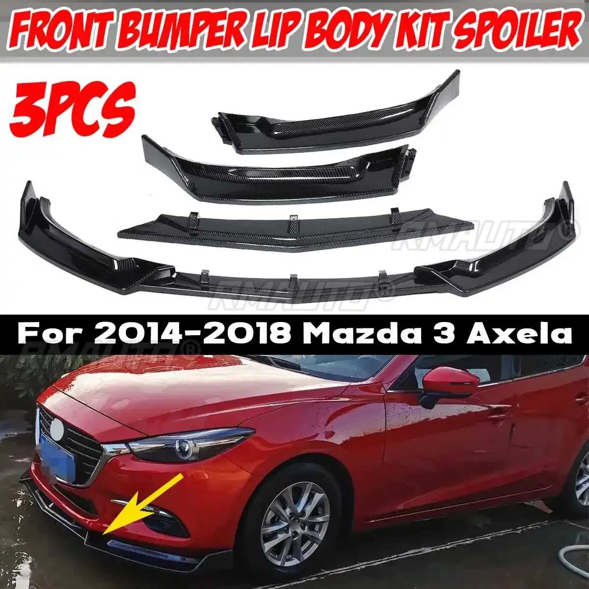 3Pcs Car Front Bumper Splitter Lip Diffuser Spoiler Protection Guard ...