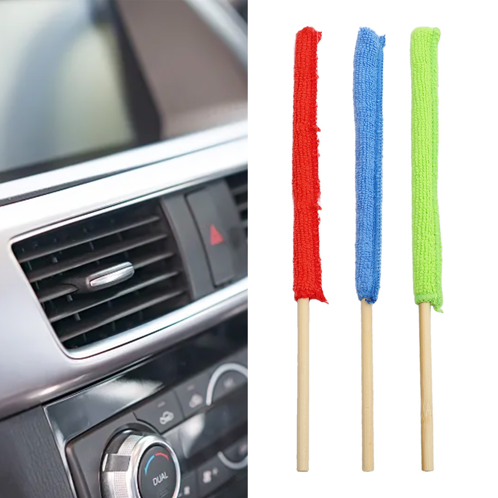 3Pcs Car Grille Cleaner Long Handle Vent Brush for Dusting and Cleaning ...