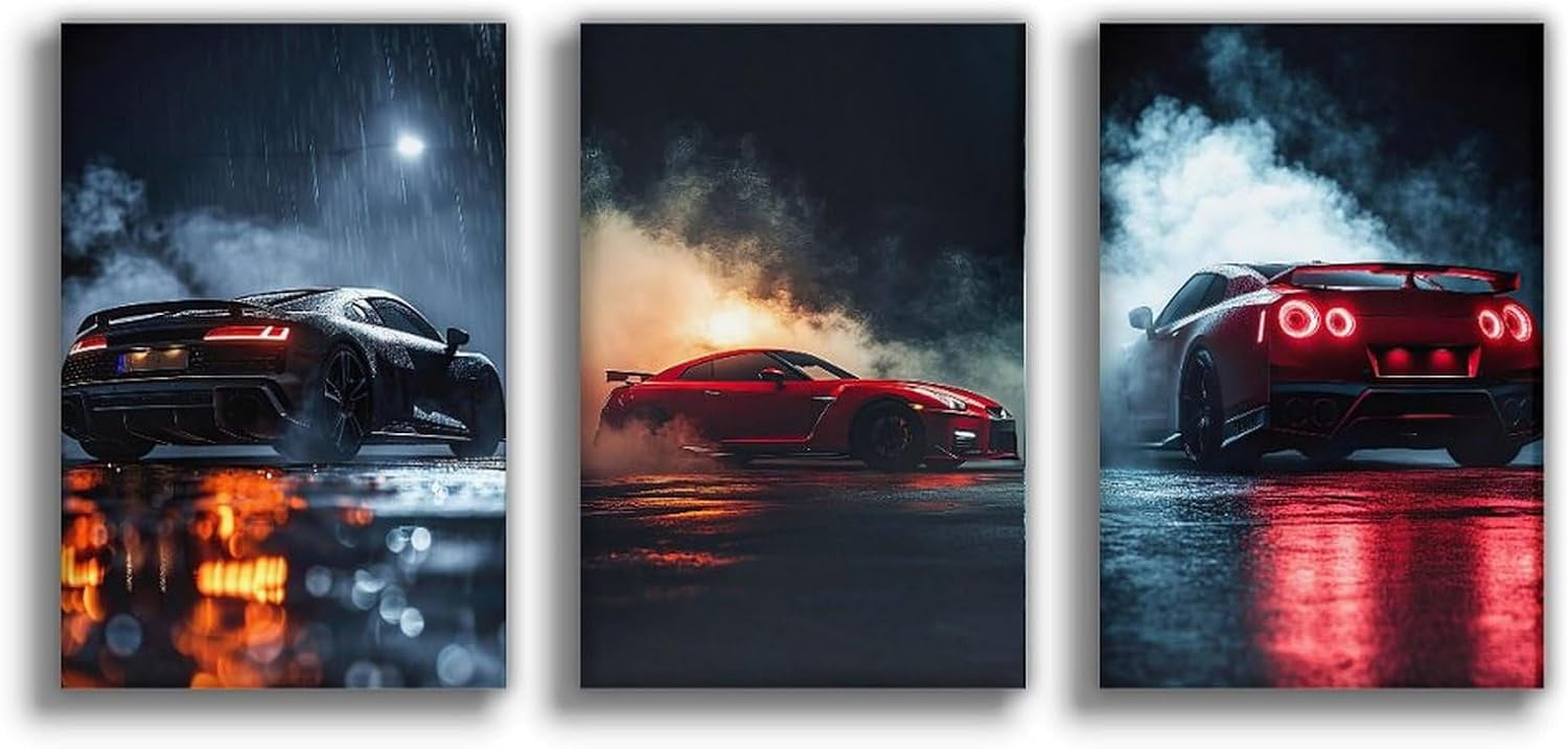 3Pcs Car Posters Supercar Poster Art Prints For Walls Vintage Racing ...