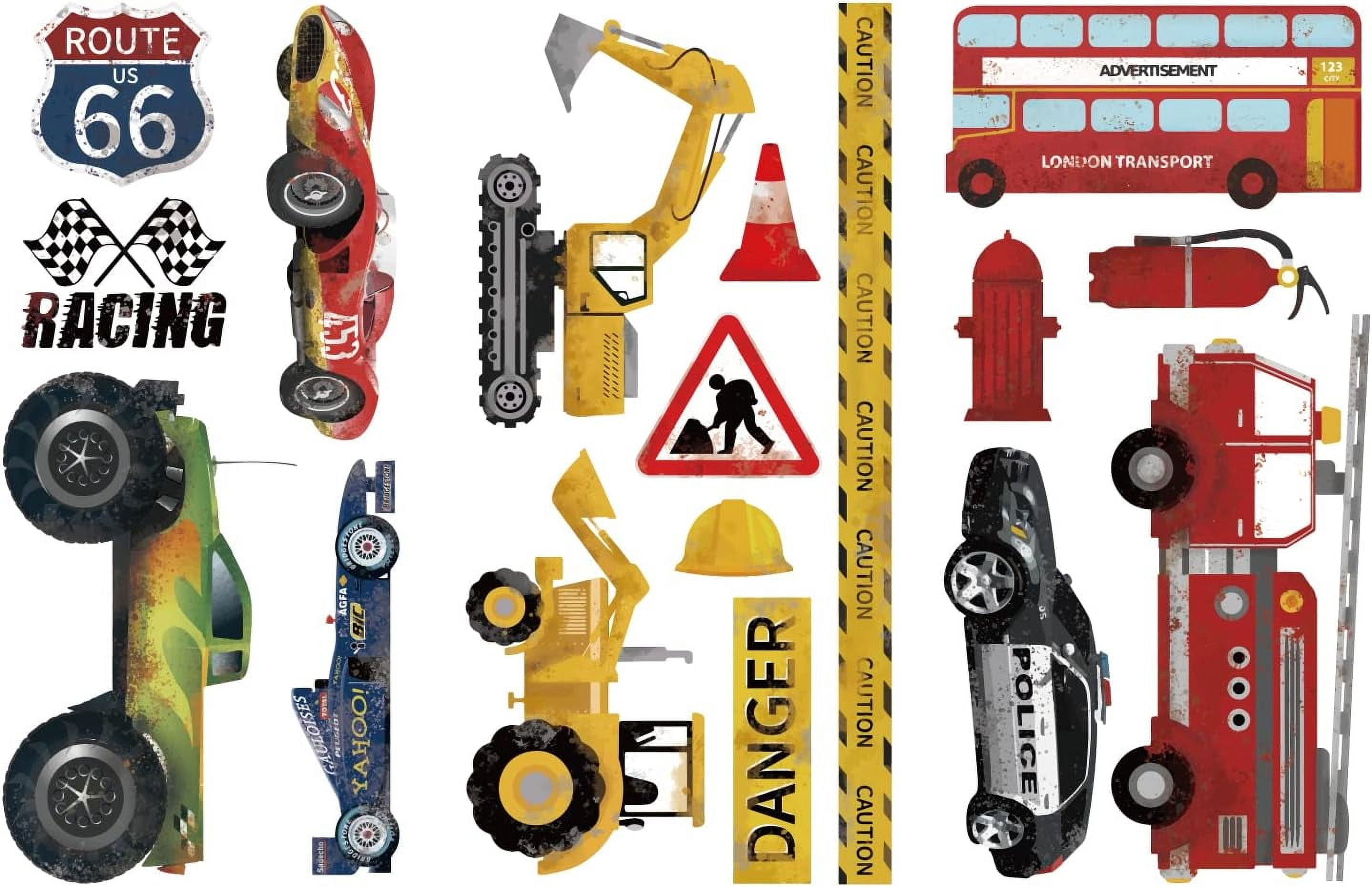 3Pcs Car Theme Decor Transfers 6x12 inch Furniture Transfer Stickers ...