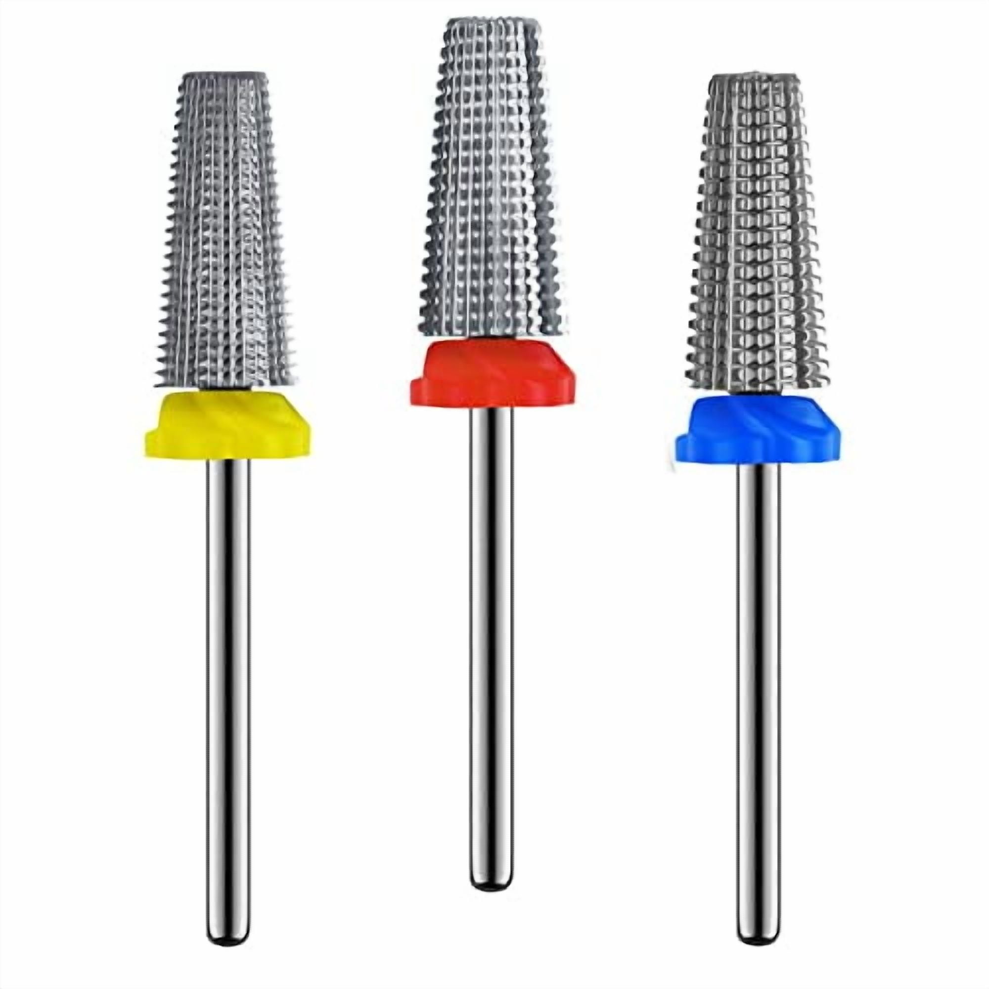 3Pcs Carbide 5 in 1 Nail Drill Bit Set- Two Way Rotate Use for Both ...
