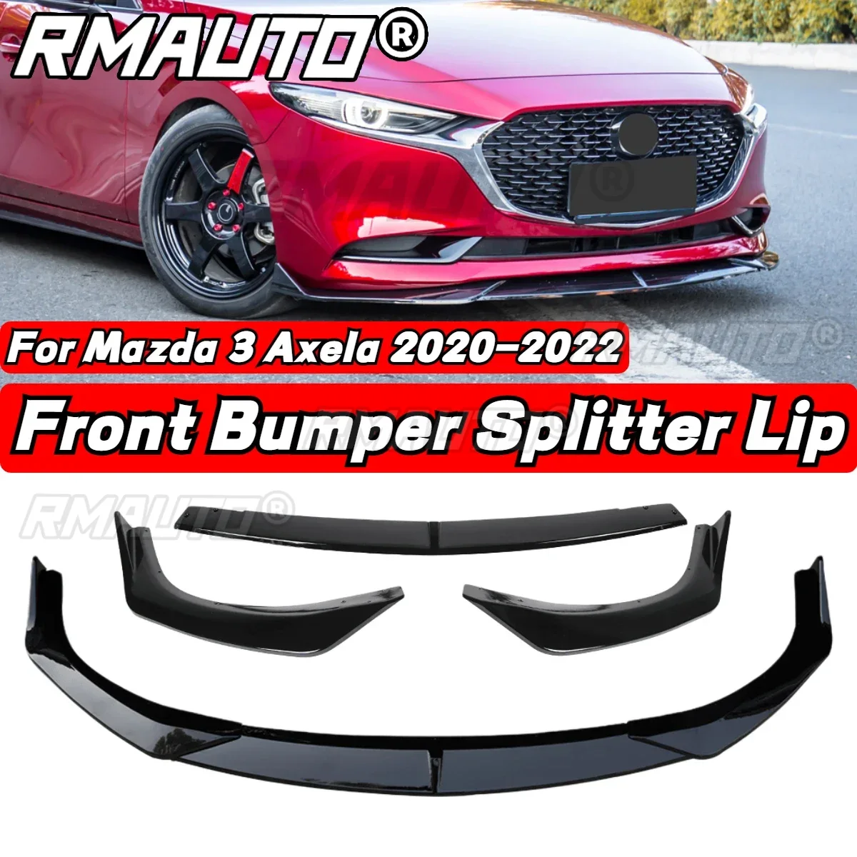 3Pcs Carbon Fiber Car Front Bumper Splitter Lip Spoiler Diffuser Lip ...
