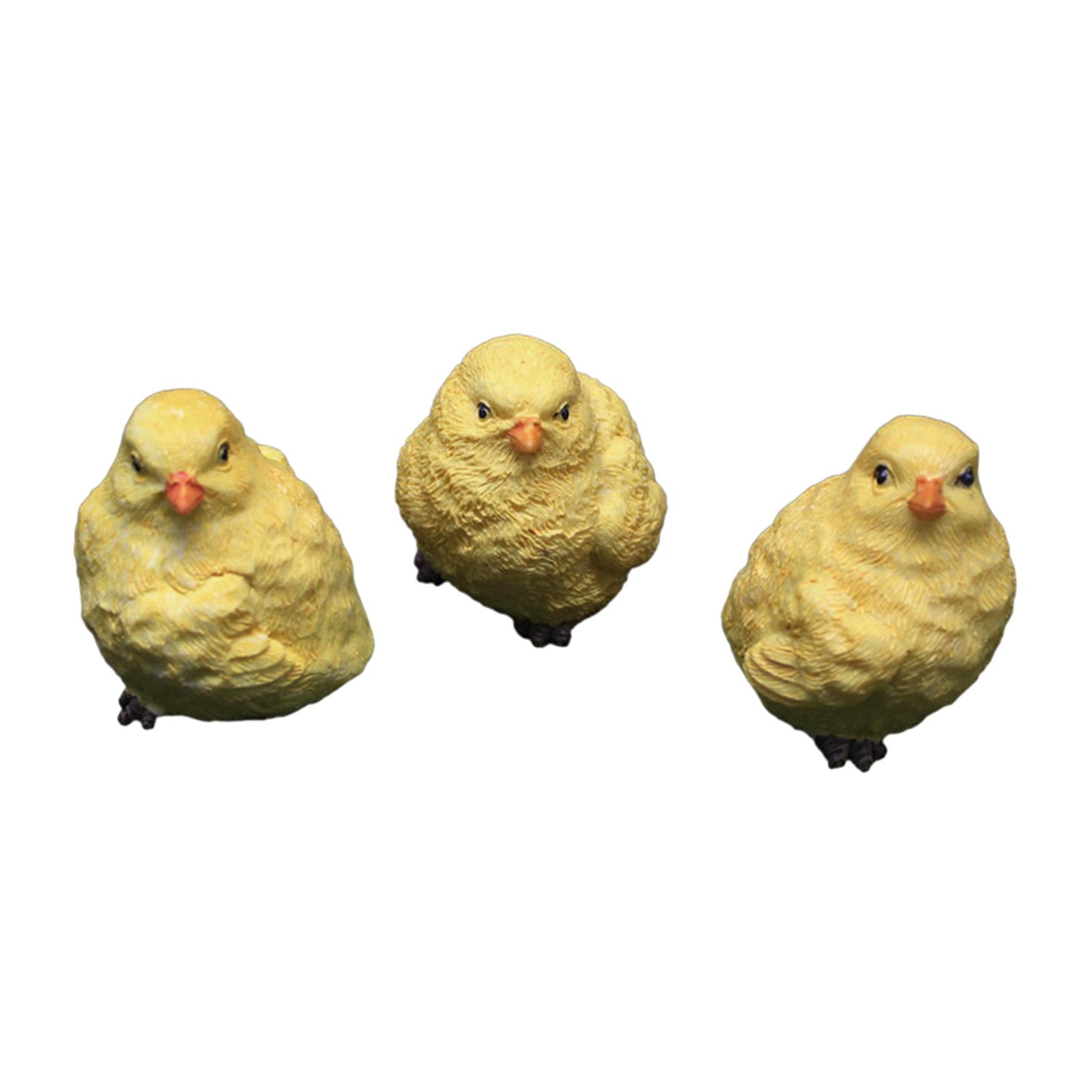 3Pcs Chick Resin Statue Chicken Figurines Yard Sculptures Dollhouse ...
