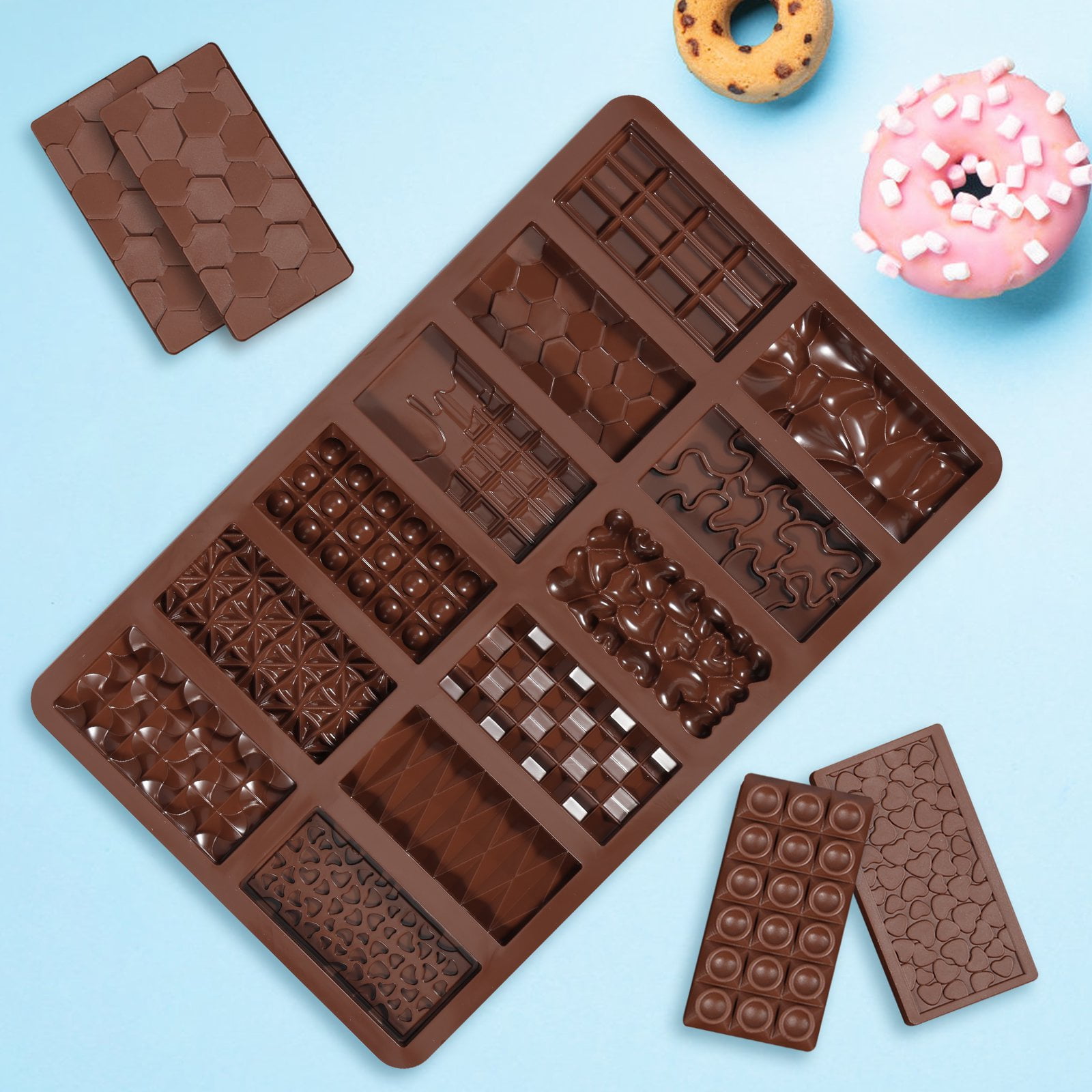 3Pcs Chocolate Bar Molds 12 Cavity Break Apart Chocolate Molds Food ...