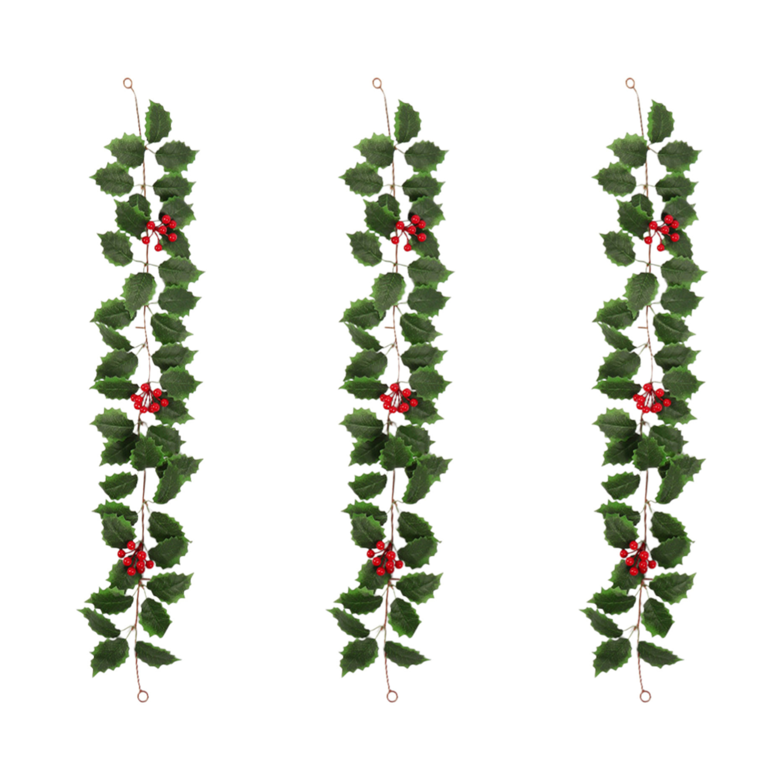 3Pcs Christmas Artificial Garlands Decorations 3.2Ft Xmas Berry Holly ...